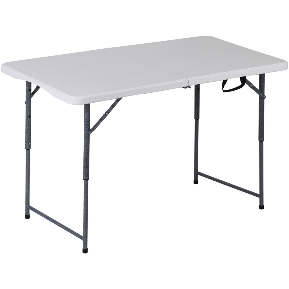 Folding Table Adjustable 4FT Plastic Table Picnic Camping w/Carry ...