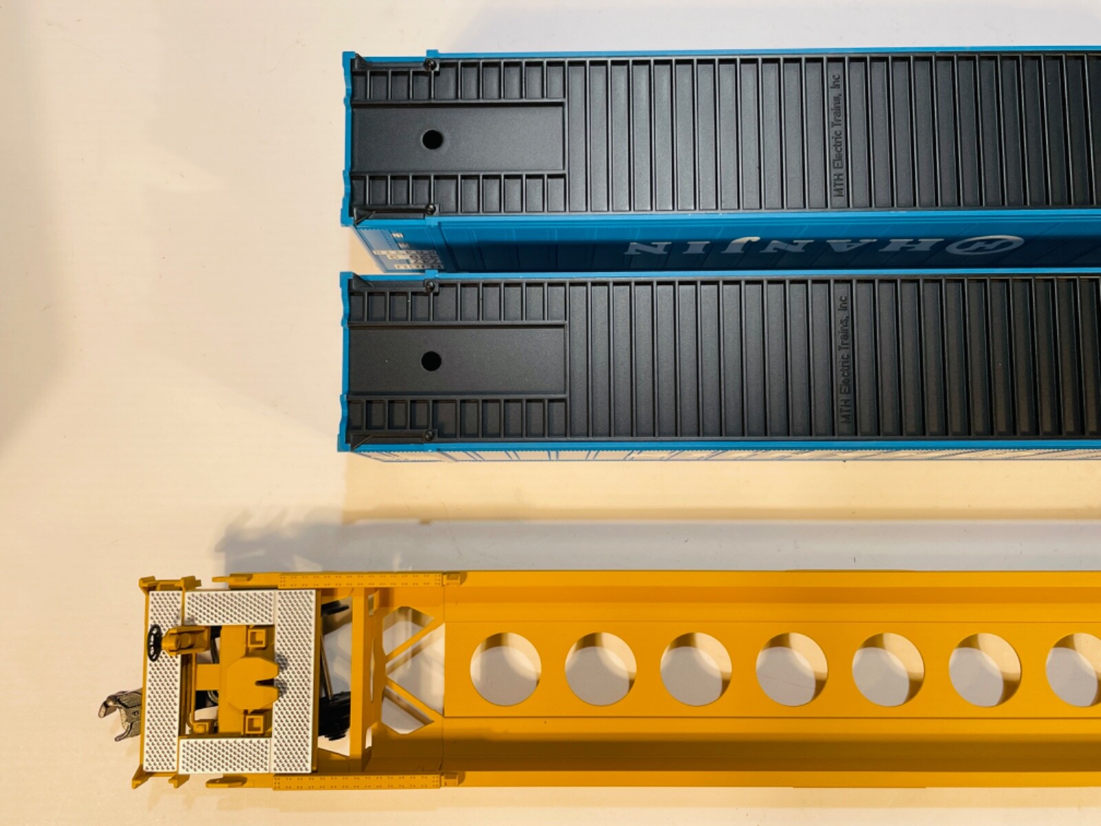 NIB 1990s MTH Railking 20-95004 O Scale Trailer Train Hanjin Husky ...