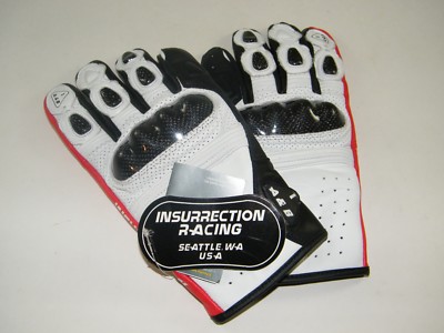 INSURRECTION ~ GENUINE LEATHER RACING GLOVES MADE WITH KEVLAR ~ NEW ...