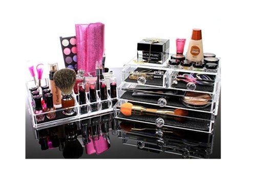 Acrylic Makeup Organizer For BEAUTIFUL Cosmetic Storage 2 Piece | eBay
