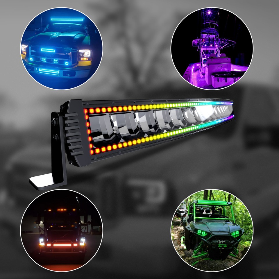 52"inch 300W Offroad LED Light Bar RGB Halo Chasing & Remote Kits For ...