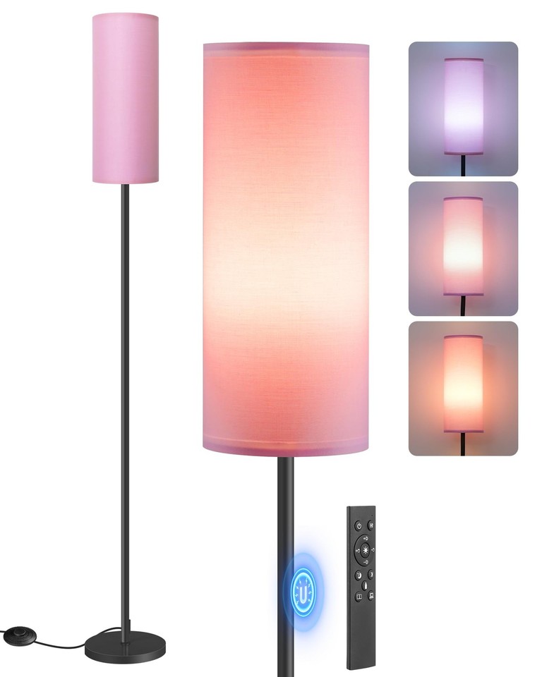 Dimmable Pink Floor Lamp for Living Room with Remote and Foot 66 inches ...