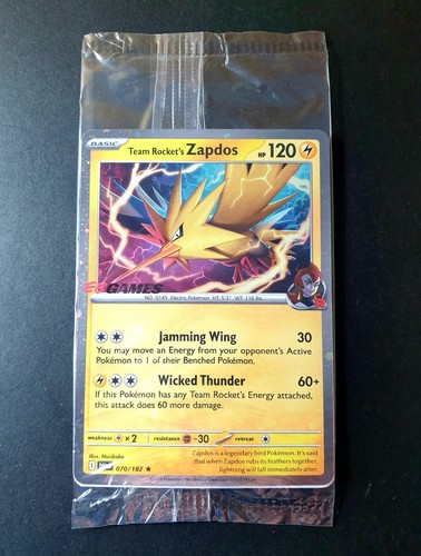 Team Rocket's Zapdos HOLO 070/182 EB Games PROMO Destined Rivals ...