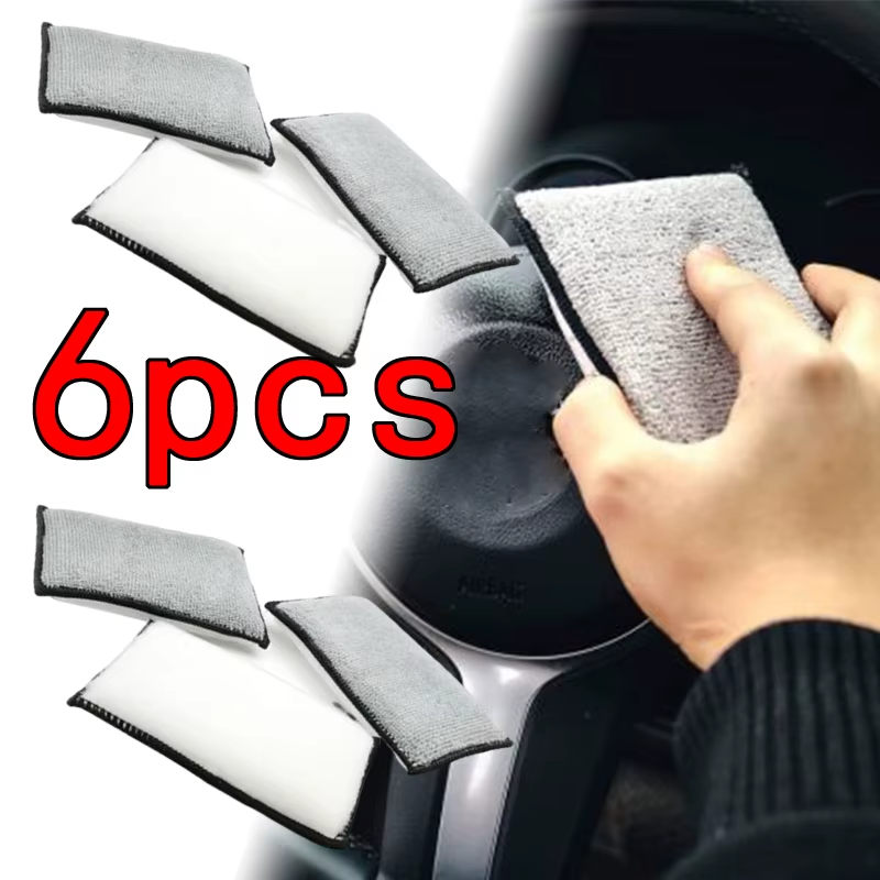 6Pcs Car Interior Wash Pad Soft Absorbent Detailing Bristle Cleaning No ...