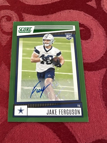 2022 Score Rookies Signatures Jake Ferguson #375 Rookie Auto RC Green ...