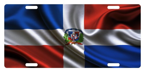 Rep Dominicana Flag Custom License Plate Dominican Emblem Wave Version ...