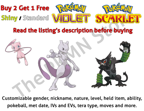 Pokemon Violet Scarlet Mew Mewtwo Zarude Shiny Max IV EV Tera | eBay