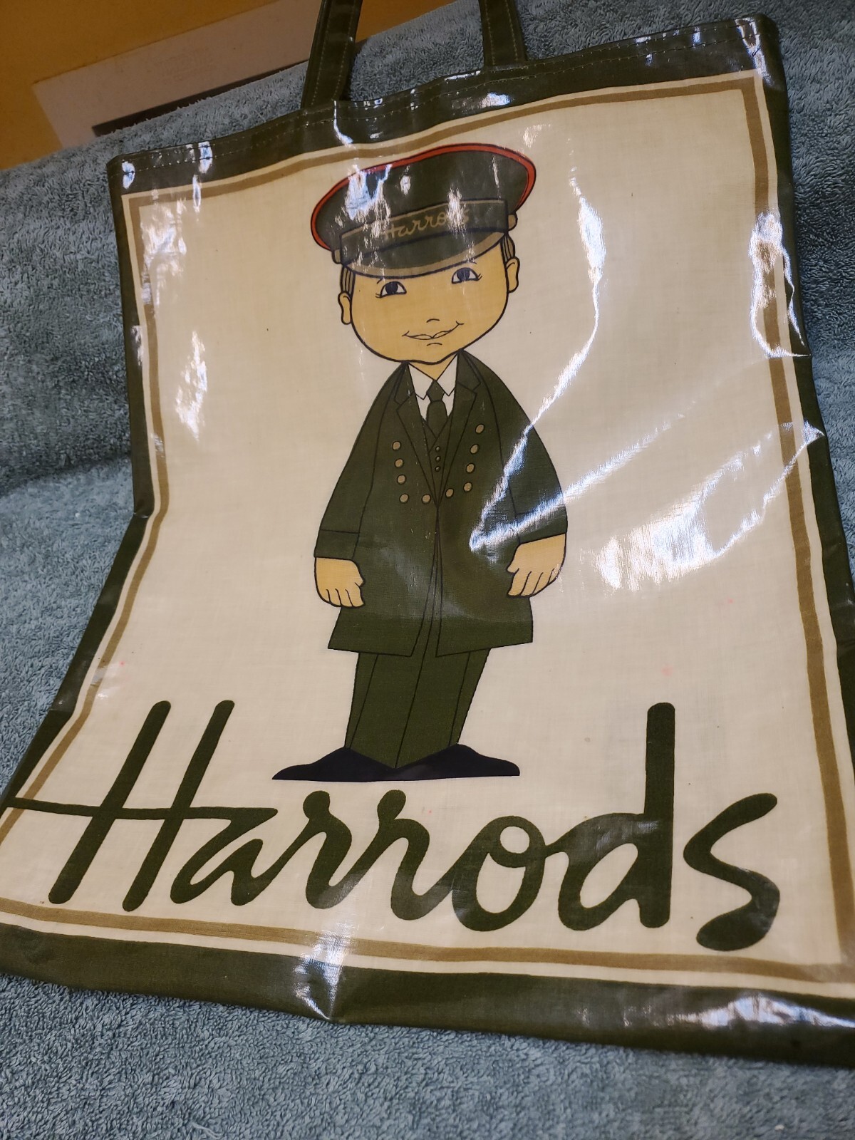 Harrods Knightsbridge Doorman Tote Bag PVC COATED - Gem
