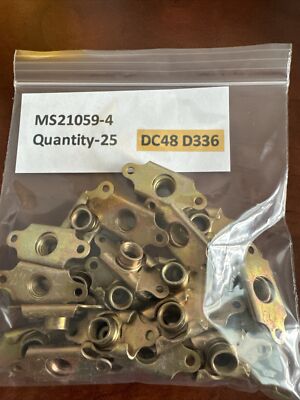 Qty-25 Nutplates MS21059-4 DC48 D336
