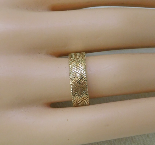 Gold 14K Polished Stretch Flex Mesh Band Ring Italy 14KT Size 10 to 12 ...