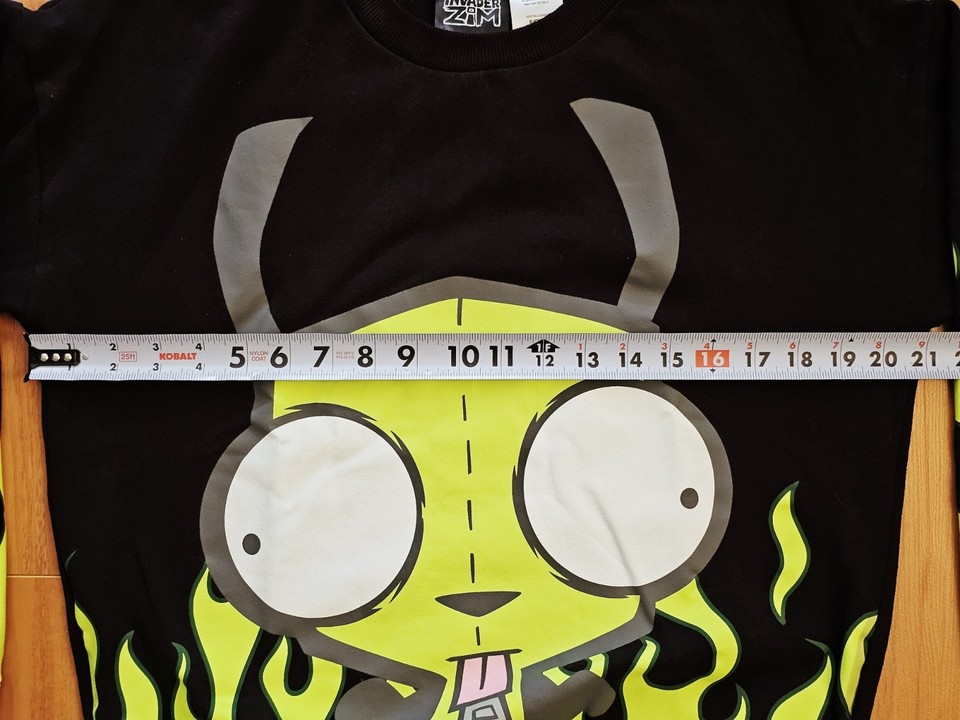 Nickelodeon Invader Zim Women's Sweater Pullover Black Neon Yellow ...