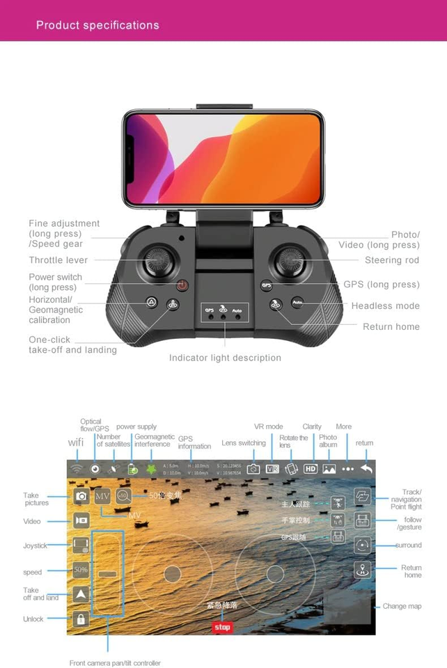 SG Prox5 RC Drone Quadricottero Con Completo HD Telecamera, VR Occhiali ...