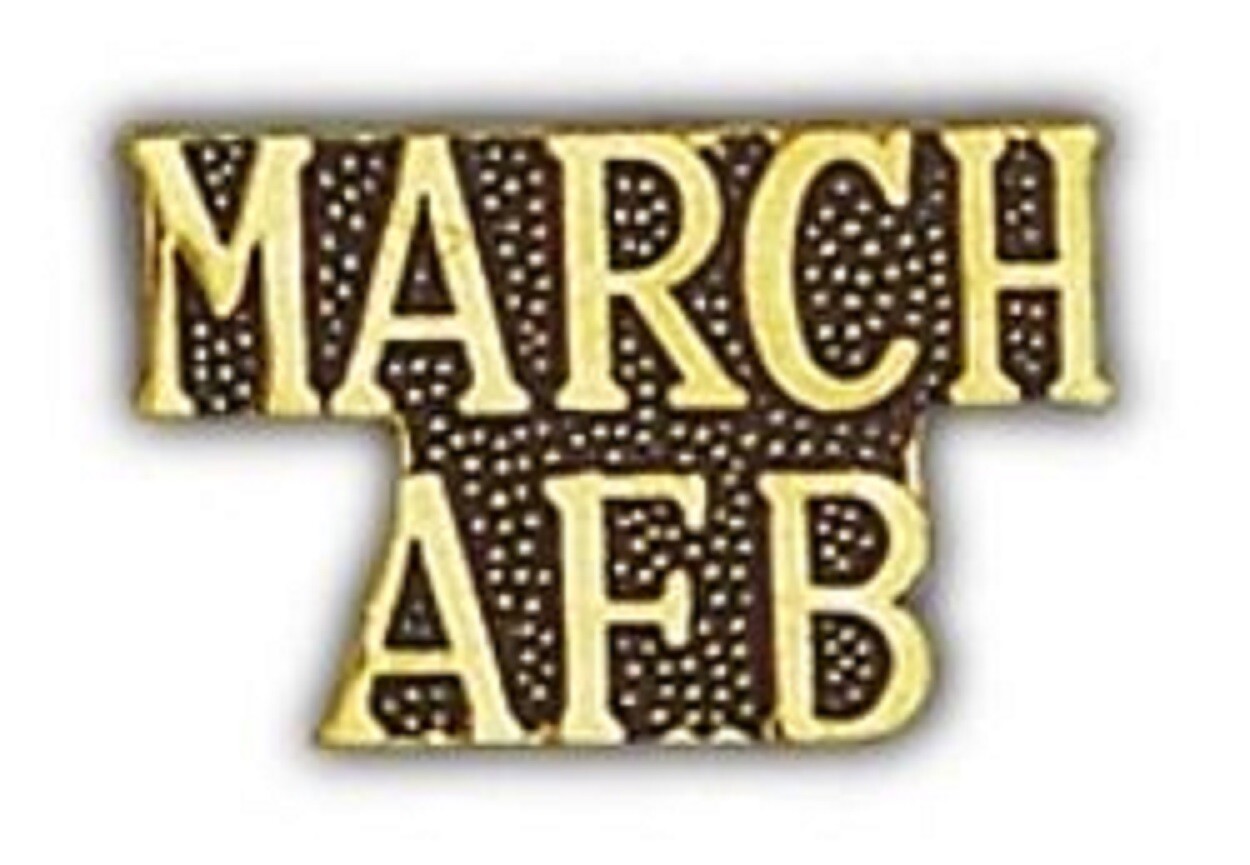 MARCH AFB AIR FORCE BASE SCRIPT GOLD LAPEL PIN | eBay