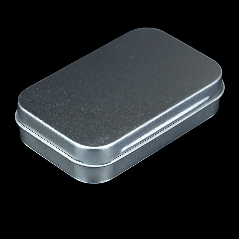 1pcTin Small Empty Metal Tin Silver Flip Storage Box Case OrganizerB ...