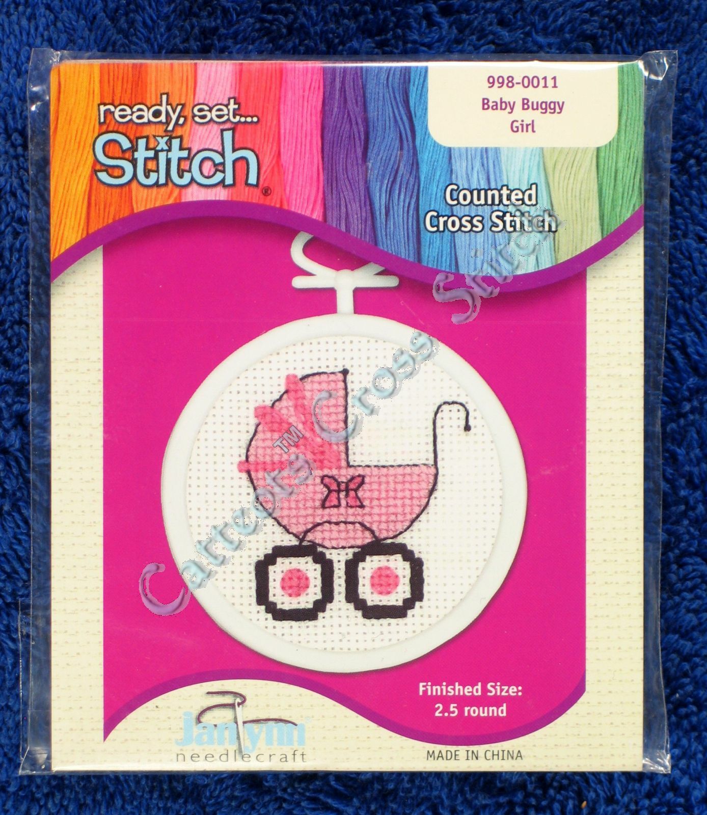 Mini Cross Stitch Kit & Frame Baby Girl Buggy Pink Pram Quick & Easy ...