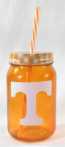 NCAA University of Tennessee UT Custom 20oz Mason Jar Cup with Lid and ...