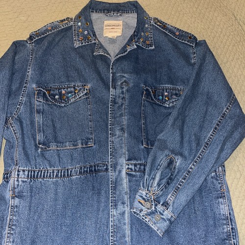Vintage 90s Unisex Unionbay Denim Jacket Bejeweled With Pockets Size ...