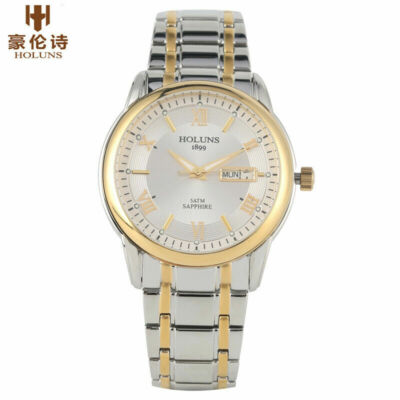 HOLUNS Men Business Automatic Mechanical Watch Date Luminous Full Steel ...