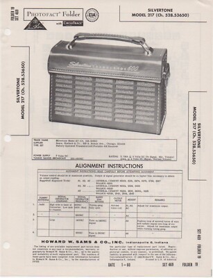 1960 SILVERTONE 217 RADIO SERVICE MANUAL PHOTOFACT SCHEMATIC 528.53650 ...