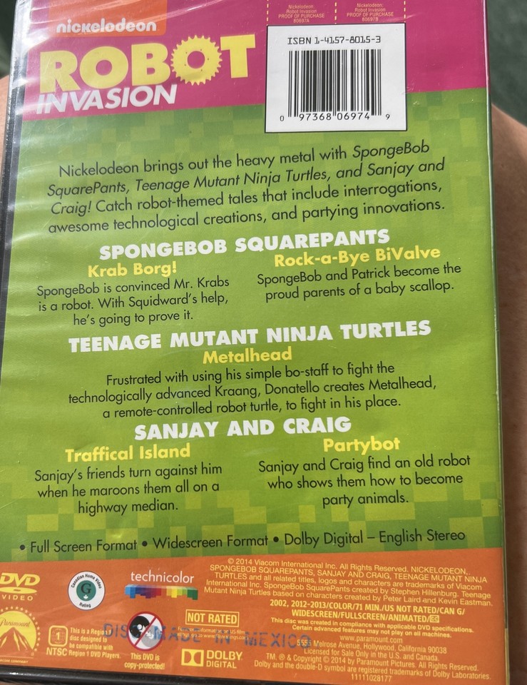 Nickelodeon: Robot Invasion (DVD, 2014)(Spongebob, Teenage Mutant Ninja ...