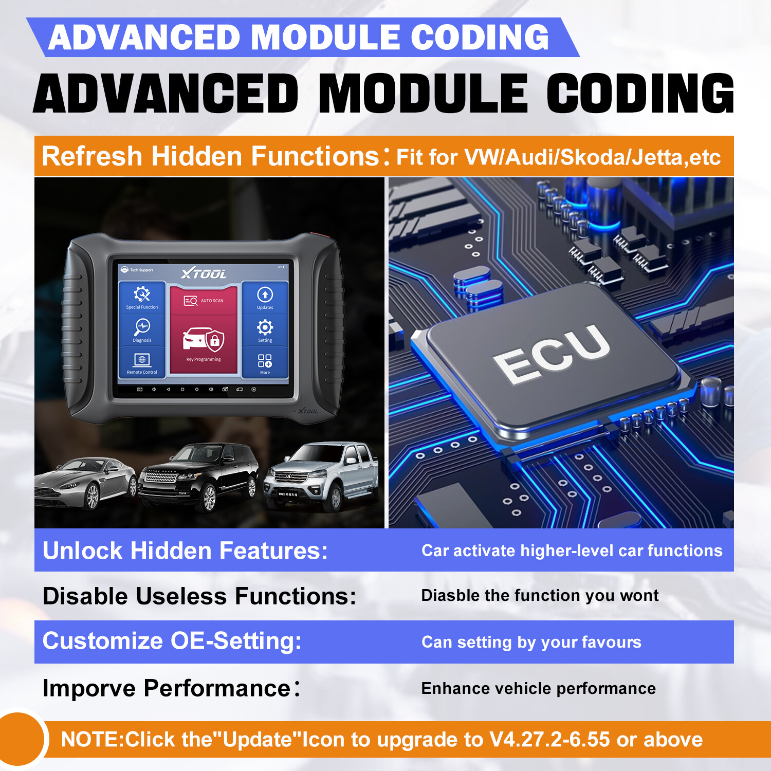 USED XTOOL X100PAD3 k!ey Programmer Car Diagnostic Tool Scanner ECU ...