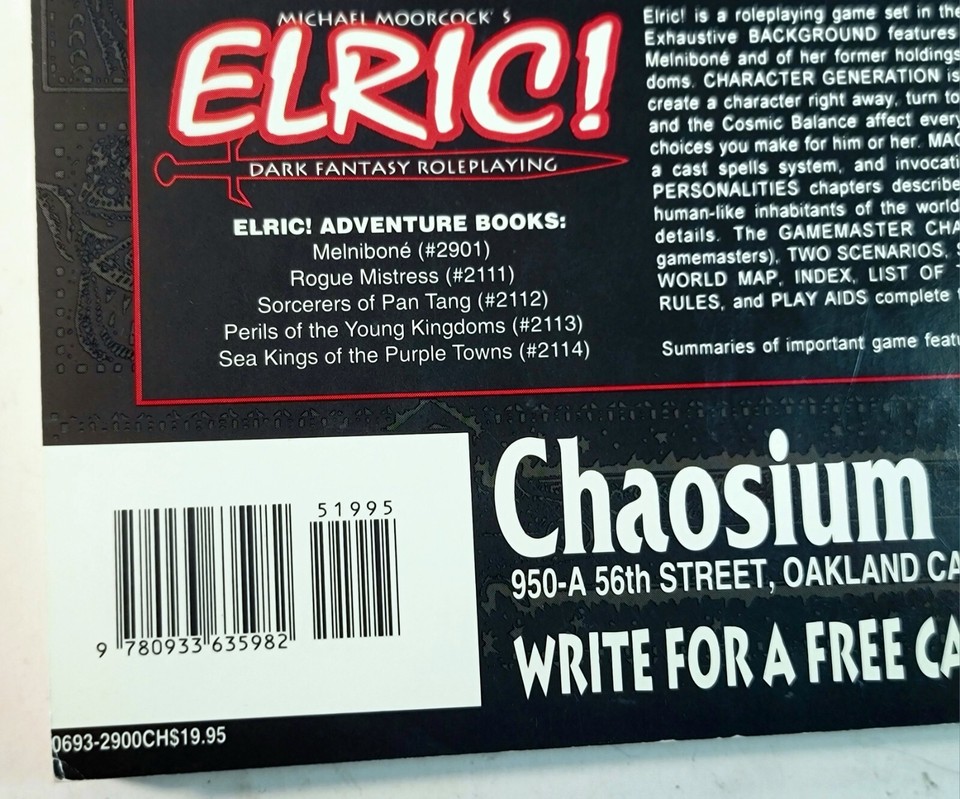 Michael Moorcock's ELRIC! Dark Fantasy Roleplaying / SC RPG 2900 ...