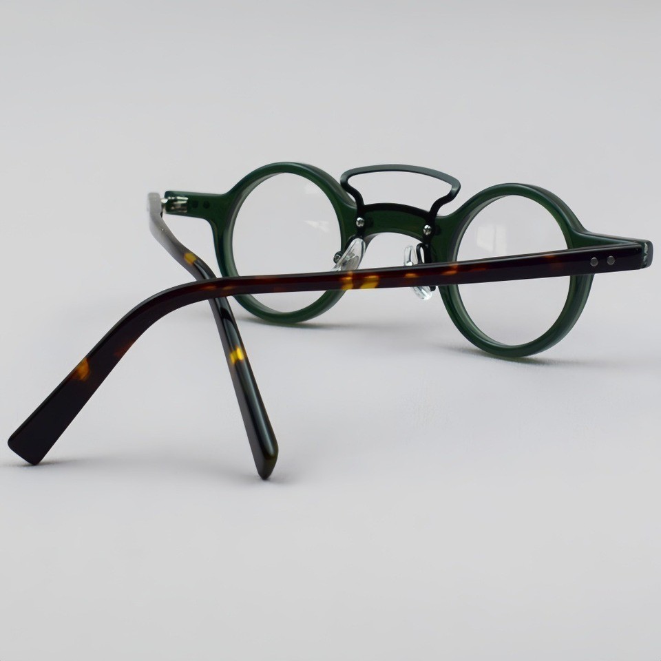 Vintage Hand Made Acetate Retro Small Round Eyeglass Frames Glasses ...