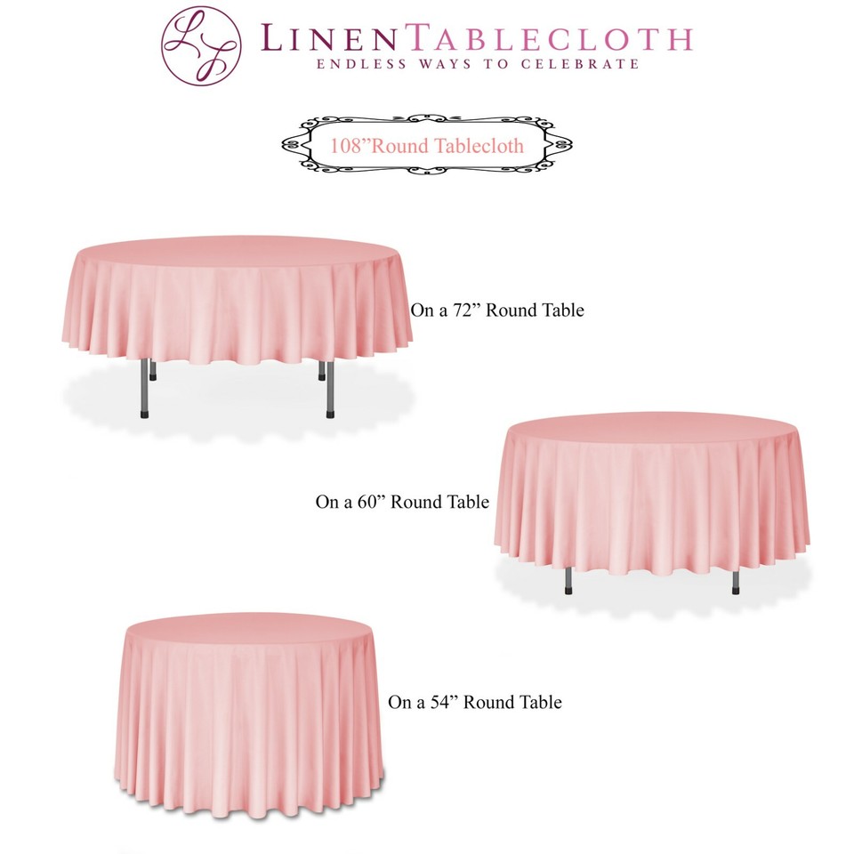 LinenTablecloth 108 in. Round Polyester Tablecloths, 33 Colors! | eBay