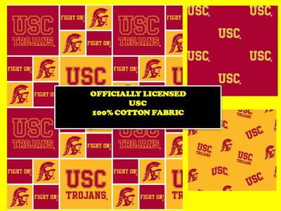 UNIVERSITY OF SOUTHERN CALIFORNIA COTTON FABRIC-USC TROJANS COTTON-ALL ...