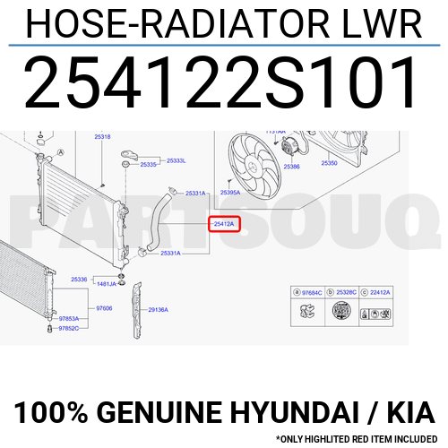 254122S101 Genuine Hyundai / KIA HOSE-RADIATOR LWR | eBay