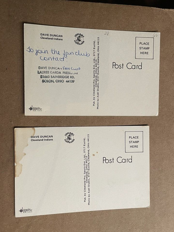 1974 DAVE DUNCAN CLEVELAND INDIANS SIGNED POSTCARDS | eBay