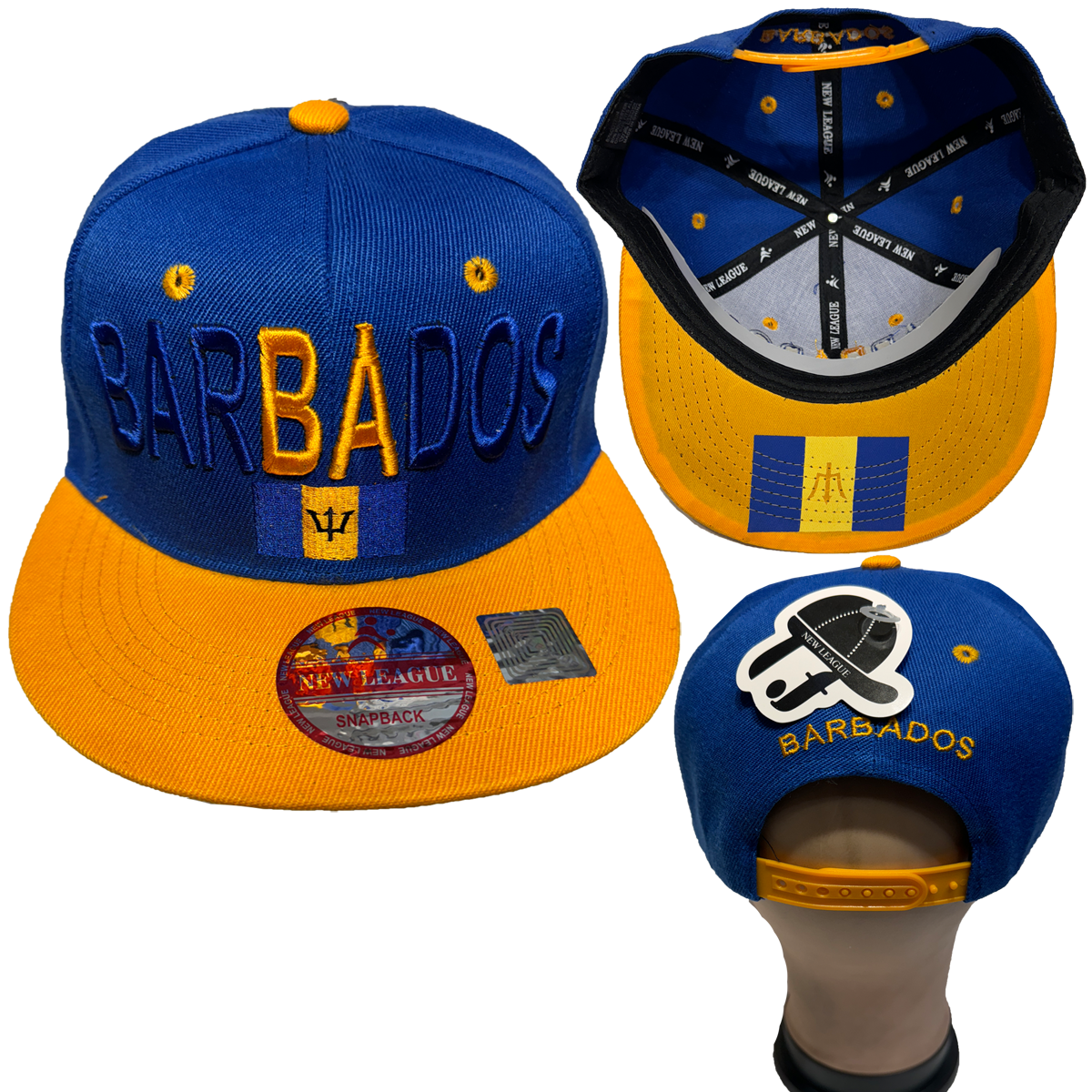 BARBADOS Flag 3D Embroidered Snapback Adjustable Baseball Cap Hats LOT ...