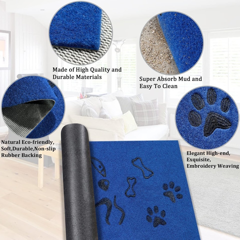 Blue Door Mat Outdoor Paw Welcome Mat Durable Non Slip Funny Ultra ...