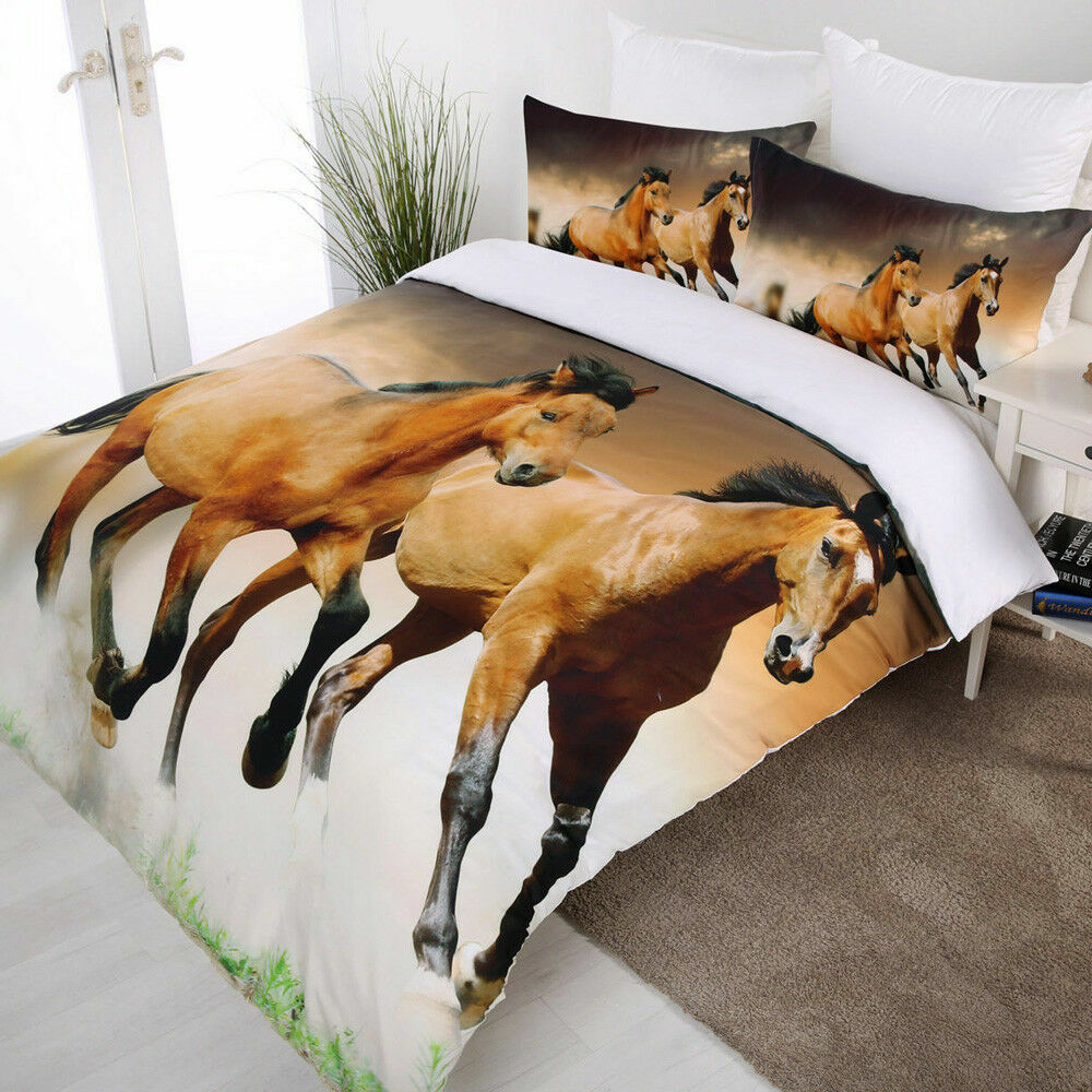 🐴 Just Home Horse Printed Quilt Cover Set – Mare/Foal – Beach Canter ...
