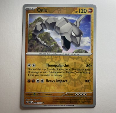 Pokémon TCG Onix 095/165 Scarlet & Violet - 151 Reverse Holo Uncommon ...