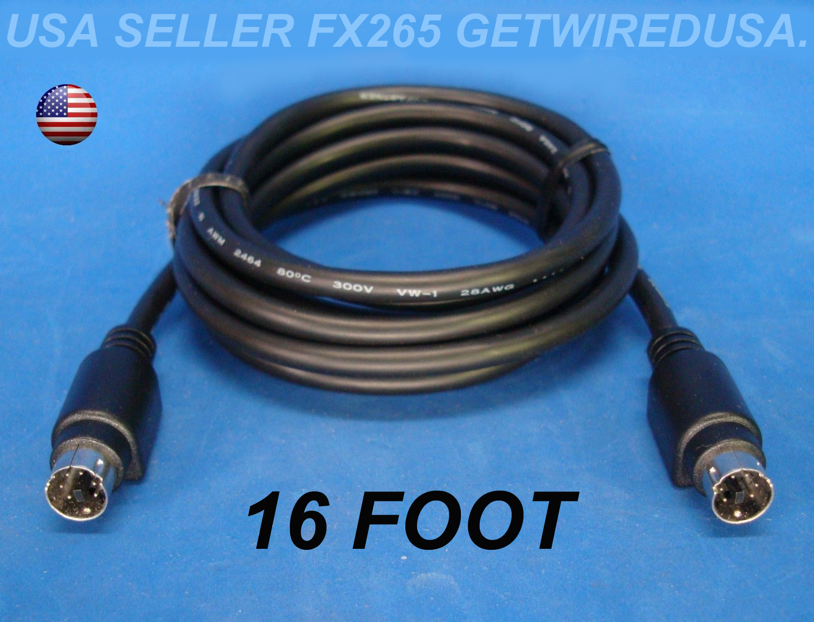 usa seller ZAPCO SYMBILINK 6-PIN DIN DATA CABLE 16' FT LONG PATCH CORD ...