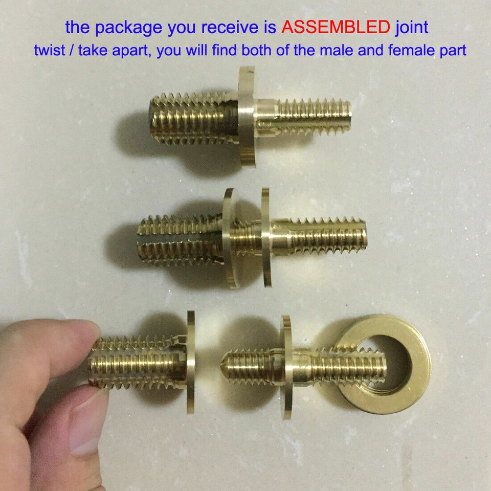 Two Sets Walking Stick Cane Brass Coupler Connector Screw Joint Pin Set ...