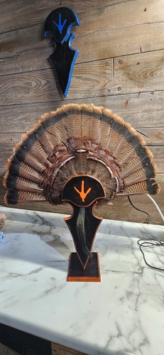 Turkey Fan Plaque Box Call Handle Black Abd Orange Table Pedestal | eBay