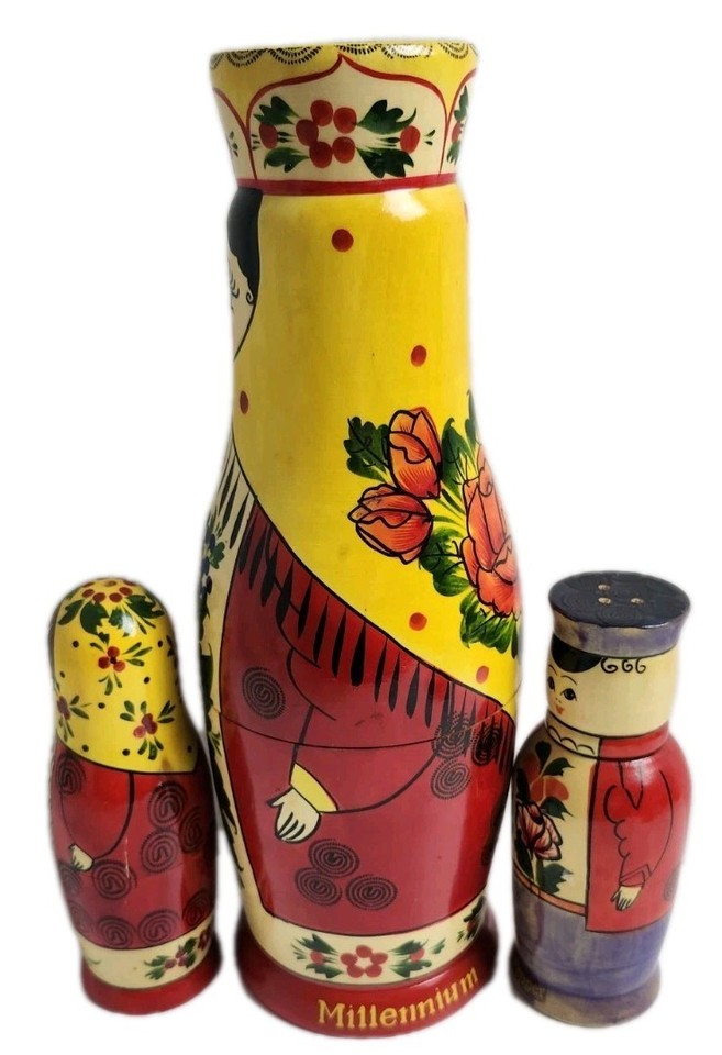 Rodnik Millenium 2000 Vodka Bottle Holder + Salt Pepper Shakers ...