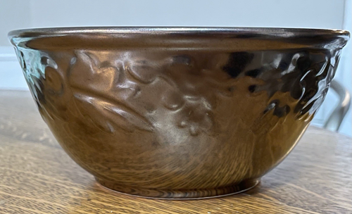Meritage Metallic Brown Raised Leaves & Vine Design Stoneware Soup ...