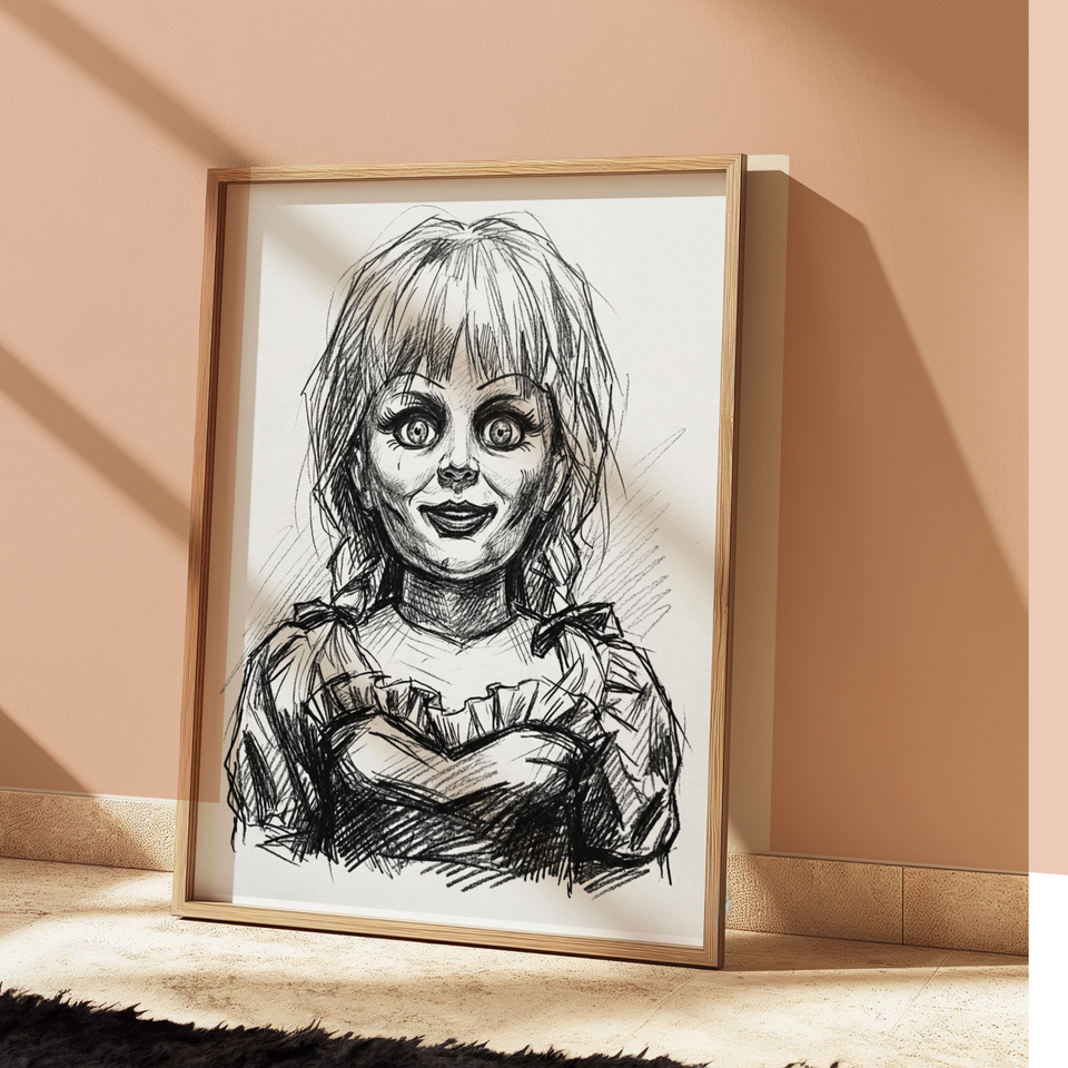 ANNABELLE DRAWING SKETCH PRINT 8" x 10" HORROR MOVIE WALL ART HOME ...