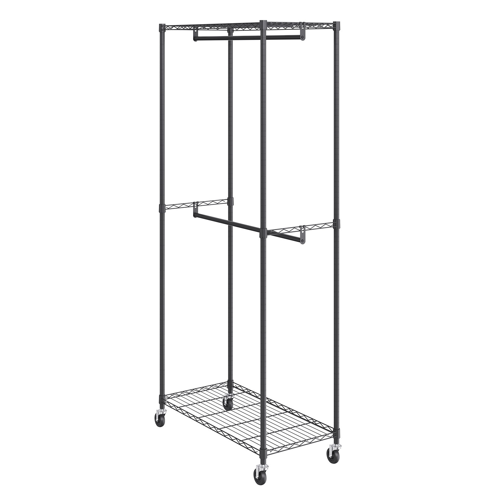 VEVOR Clothes Rack Heavy Duty Clothing Garment Rack Double Hanging Rods ...