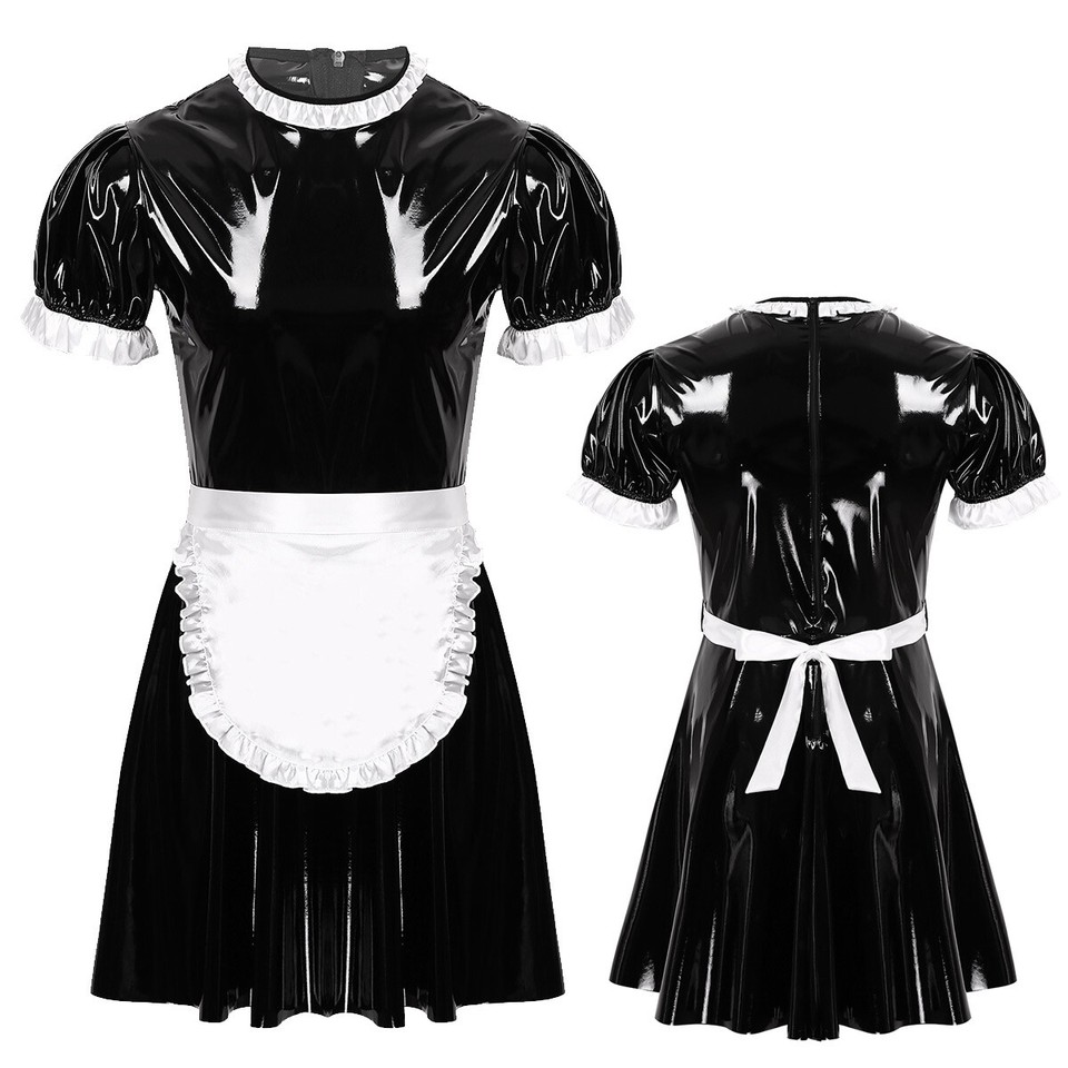 Mens Sissy French Maid Role Play Costume Cosplay Uniform Lingerie Dress ...