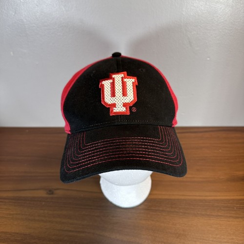 INDIANA University IU Embroidered Hat Ball Cap Red Black Strapback ...