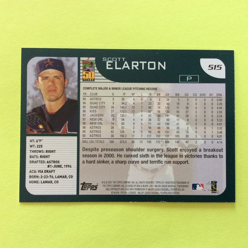 2001 Topps #515 Scott Elarton Houston Astros | eBay