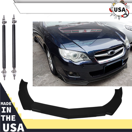 Front Bumper Lip Spoiler Splitter + Strut Rods Support Bar For Subaru ...