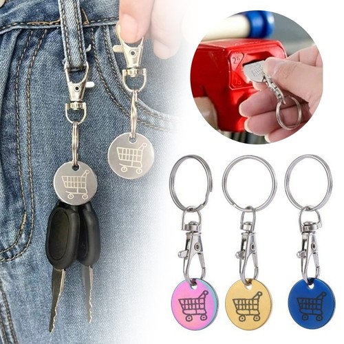 Removable Shopping Cart Token Metal Trolley Keychain Key Ring ...