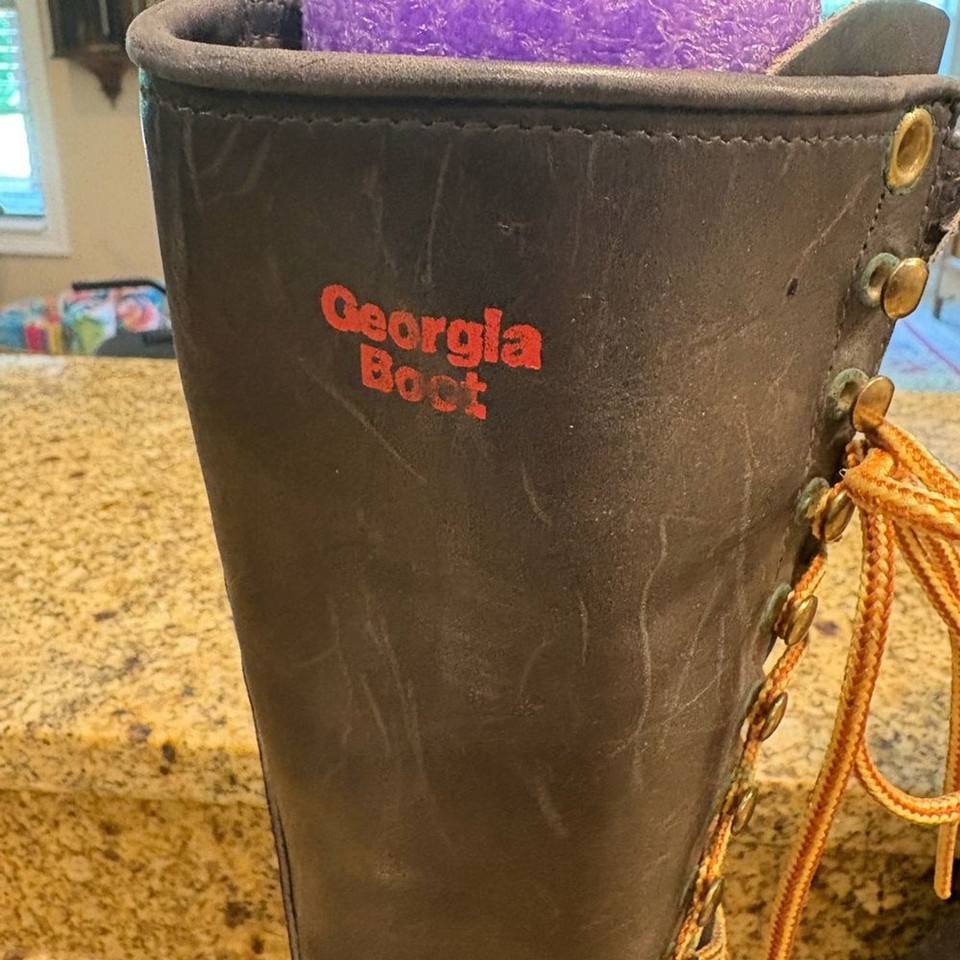 Georgia Boot Vintage Lineman Logger Tall Black Leather Boots Men’s 7 E ...