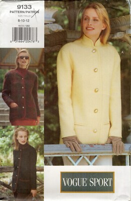 Vogue Sport 9133 Button Front Jacket w Standing Collar, Pockets Sz 8-12 ...