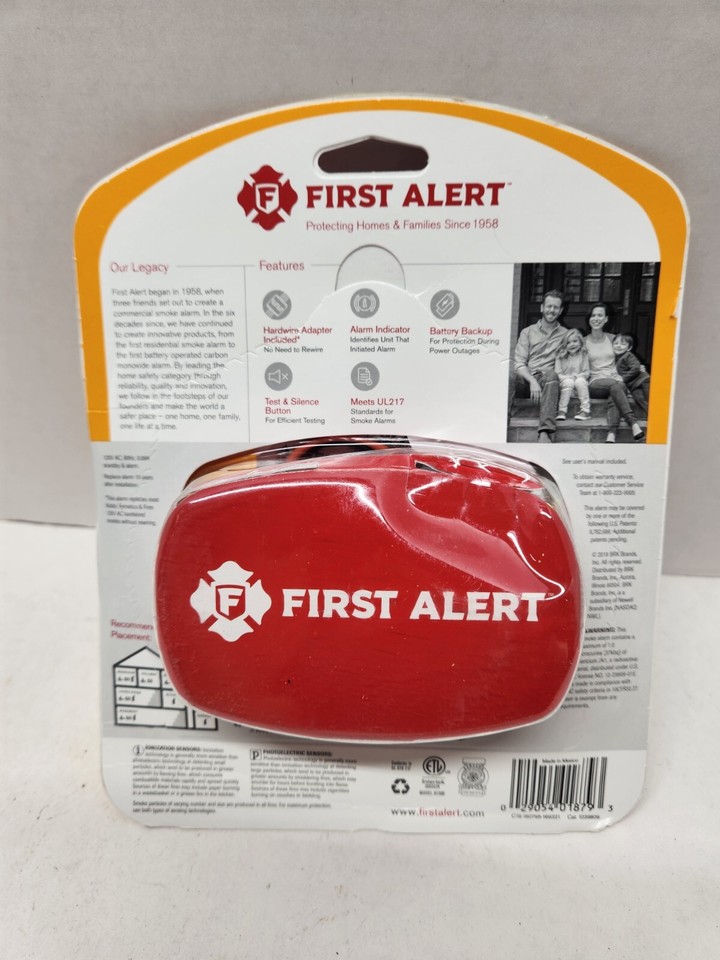 New FIRST ALERT Smoke Alarm Hardwire Adapter incl w/Battery Backup Cat ...